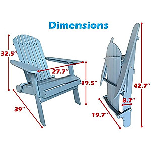 Folding Adirondack Chair Outdoor Patio Chairs with Arms Lounger Chair for Garden Porch Deck Backyard Fire Pit Solid Wooden Weather Resistant Lawn Chairs Wooden Accent Furniture Outdoor Seating