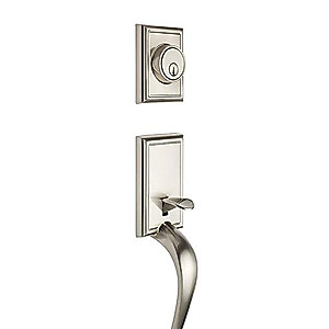 TOGU Single Cylinder Front Door Handleset with Lever Handle in Satin Nickel,Contemporary Entry Door Lockset for Home Exterior Doors