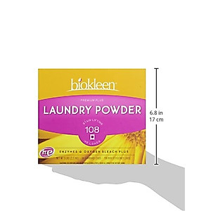 Biokleen Natural Laundry Detergent - 108 HE Loads - Powder, Concentrated, Eco-Friendly, Non-Toxic, Plant-Based, No Artificial Fragrance, Colors or Preservatives, Premium Plus(Packaging May Vary)