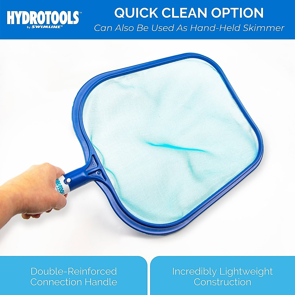 HYDROTOOLS By SWIMLINE 8005 Introductory Residential Leaf Skimmer Net Head Cleaner | For Swimming Pool Spa Fountain Pond Hot Tub | Leaves Bugs Debris Fine Cleaning Maintenance | Heavy Duty Extra Large