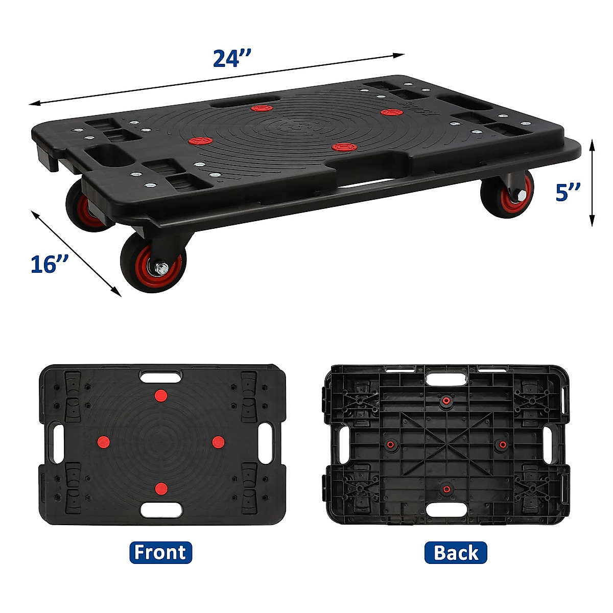 Insdawn Furniture Dolly,Furniture Movers with Wheels, Portable Moving Rollers Leg Dollies for Heavy Furniture, 4 Wheels Flat Dolly, 800 Lbs Capacity, 1 Pack, Black