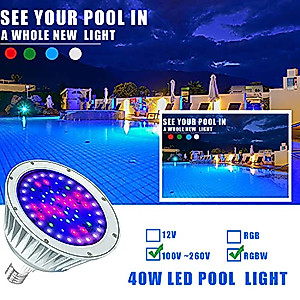 Yusosaif Color Changing LED Pool Lights for Inground Pool,120V 40W Waterproof,LED Replacement for 500W Pentair and Hayward Fixture, Pool Light Bulb