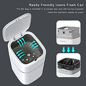 funest Bathroom Trash Can with Lids, 2.6 Gallon Small Plastic Garbage Cans with Press Pop-up Top Lid, Slim/Narrow Office Rubbish Can, Dog/Cat-Proof Trash Bin, Waterproof Wastebasket, White