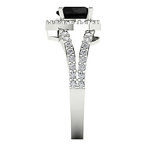 Clara Pucci 1.75 Carat Heart Cut Solitaire W/Accent Genuine Natural Black Onyx Engagement Promise Anniversary Bridal Ring 18K White Gold 8