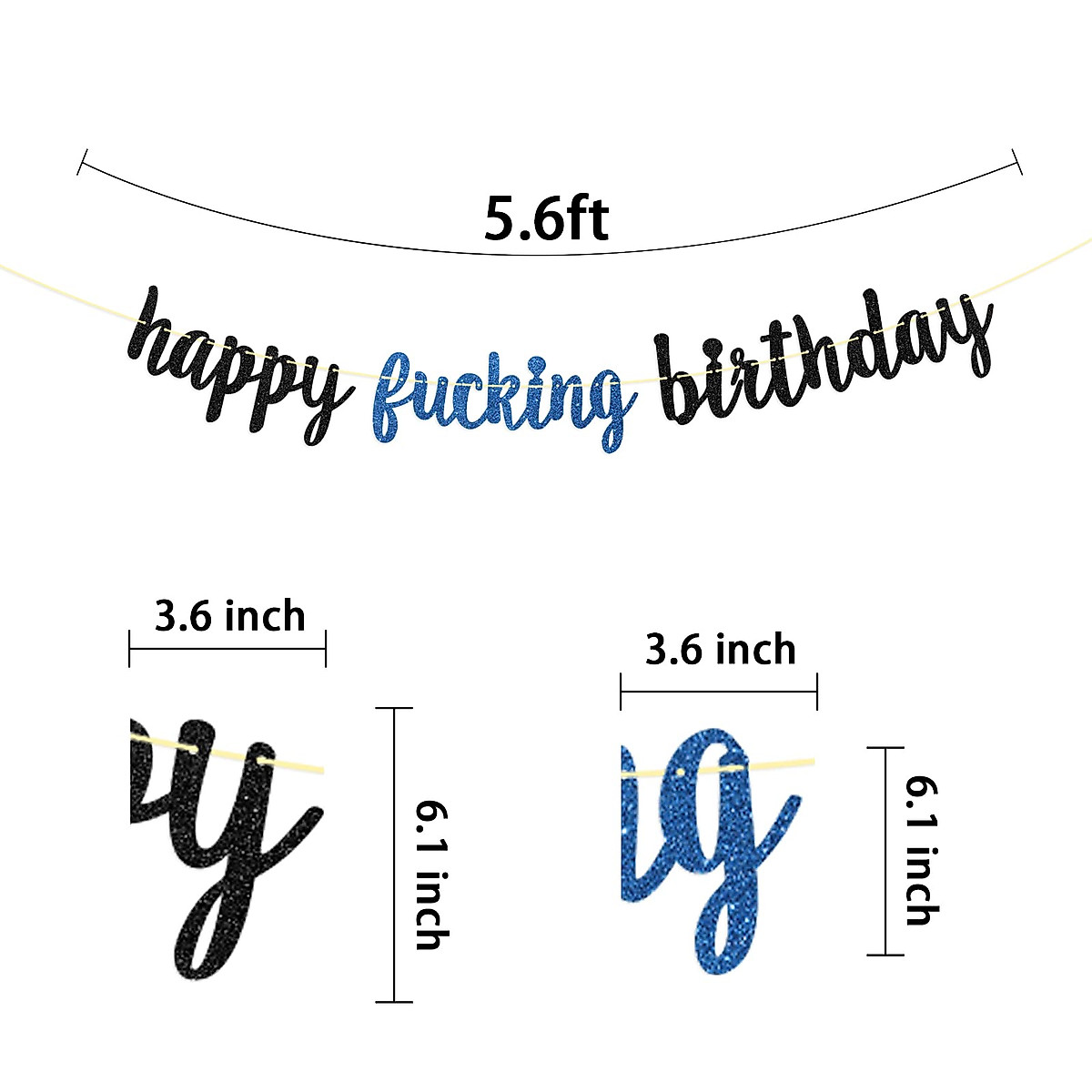 Dill-Dall Happy Fucking Birthday Banner, Funny Birthday Sign, 30th, 40th, 50th, 60th, 70th, 80th Birthday Decorations