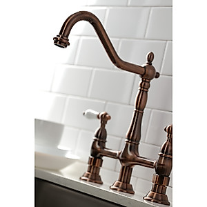 Kingston Brass KS127PLBSAC Heritage Bridge Kitchen Faucet, Antique Copper