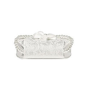 Mulian LilY Premium Floral Lace Satin Pearl Top Handle Clutch Handbag With Detachable Chain flower wedding Bridal Bag White M029