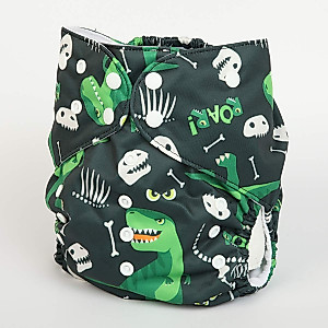 2 to 7 Years Old Junior Big Cloth Diaper Pocket Reusable Washable Baby Toddler (Green Dinosaurs)