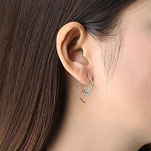 Boma Jewelry Sterling Silver Leaf Pull Through Hoop Earrings