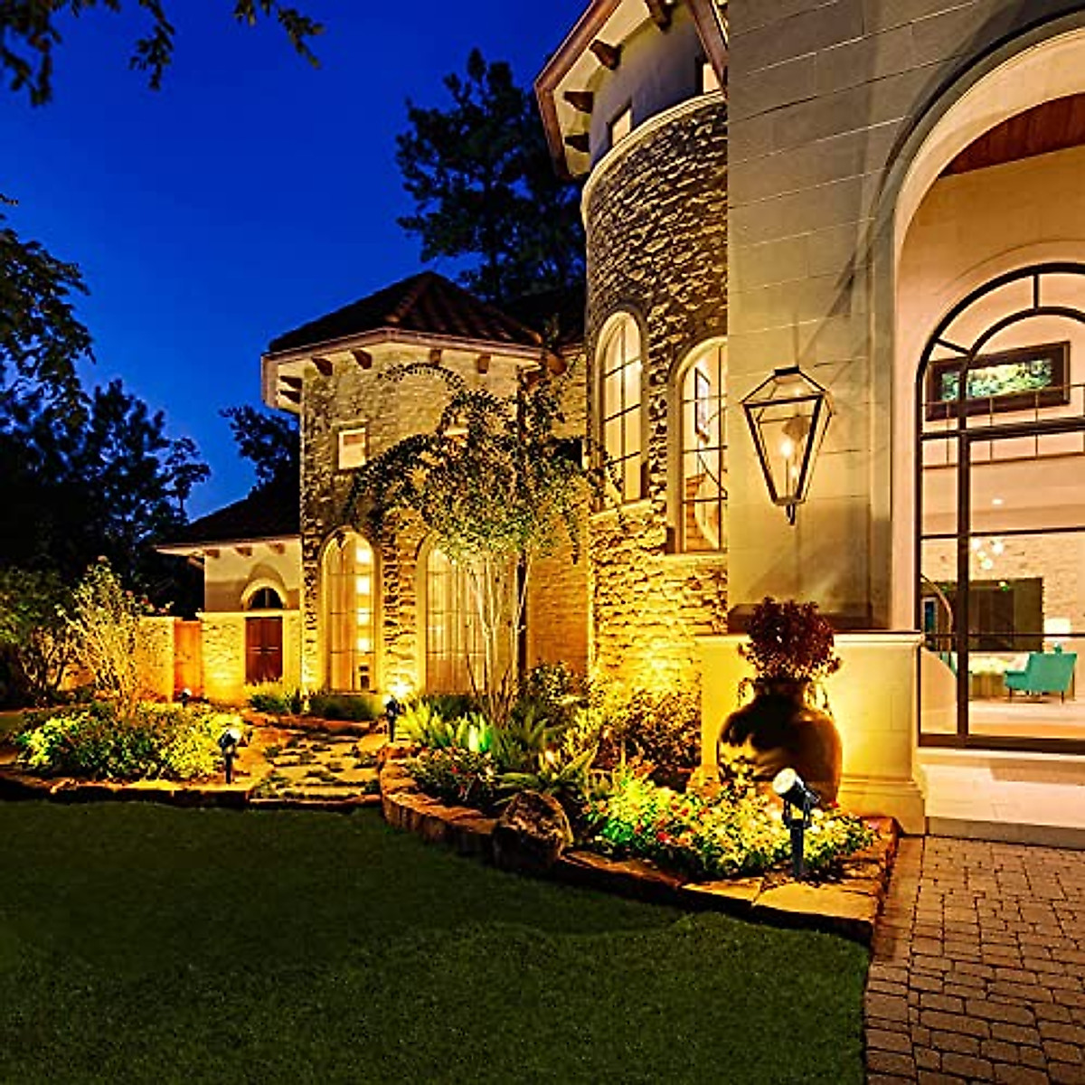 Solar Spot Lighs Outdoor Waterproof LED Solar Landscape Lights Warm White Color Changing Pathway Light Solar Powered Garden RGB Spotlights for Yard Fence Lawn Tree Lights(3Packs)