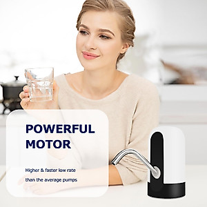 KUFUNG Water Dispenser for 5 Gallon Bottle - Rechargeable Water Pump for 5 Gal Jug, BPA-Free, Food Grade Silicone Hose, Stainless Steel Spout - 30-40 Days Battery Life, Easy One Switch Operation