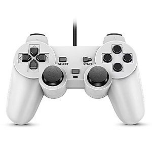 FIOTOK Wired Controller Compatible with PS2 Console with Upgraded Joystick/Double Shock/with 2.2M Cable PS2 Remote Gamepad | Enhanced (Grey)