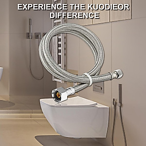 Universal Flexible Toilet Connector, 49-Inch x 3/8" Comp x 7/8" BC, Premium Braided Stainless Steel Toilet Water Supply Connector Line with Anti-Leaking Brass Nut