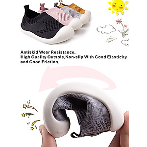 Toddler First Walking Shoes for Baby Boys Girls Slip On Soft Sole Wide Sock Sneakers Non-Slip Flexible Breathable Lightweight Mesh Outdoor Little Feet Shoe Pink 6-12 Months Size 3T