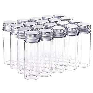 BENECREAT 20 Pack 15ml/0.5oz Glass Bottles Sample Vials with Screwed Aluminum Caps for Wishing Message Bottle, Sample Liquid, Arts & Crafts, Wedding Favors Decorations