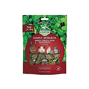 ---New Oxbow Simple Rewards All Natural Oven Baked Treats With Peppermint And Timothy Grass For Rabbits, Guinea Pigs, Hamsters And Other Small Pets 3 oz