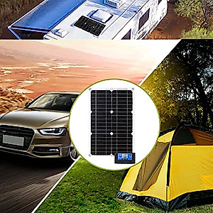 PHASFBJ 100W Solar Panel Kit with Solar Charge Controller + Extension Cable, 18V Solar Panel Trickle Charging Kit for Car, Marine, Motorcycle, RV, etc,30a Controller