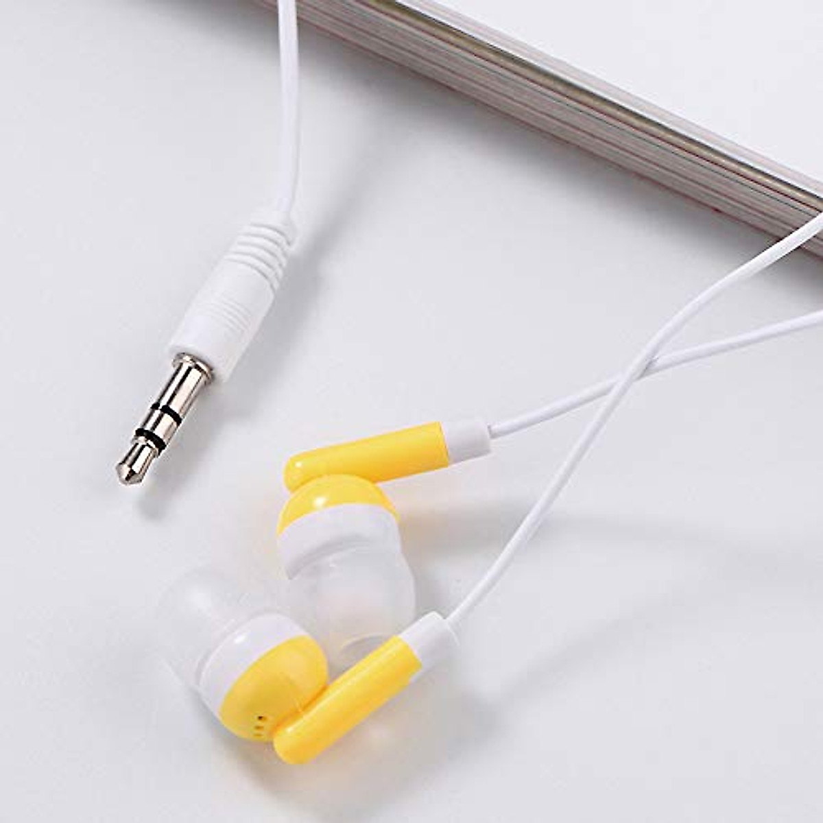CN-Outlet Wholesale Bulk Earbuds Headphones 100 Pack for iPhone, Android, MP3 Player (Yellow)
