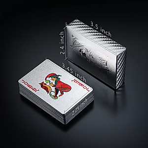 Zayvor 2 Decks Playing Cards Foil Poker Cards Deck of Cards 24K Gold Diamond Foil Poker Cards Waterproof Plastic Cards with Gift Box,Game Tools for Family Game Party- Cool Silver and Rose Gold