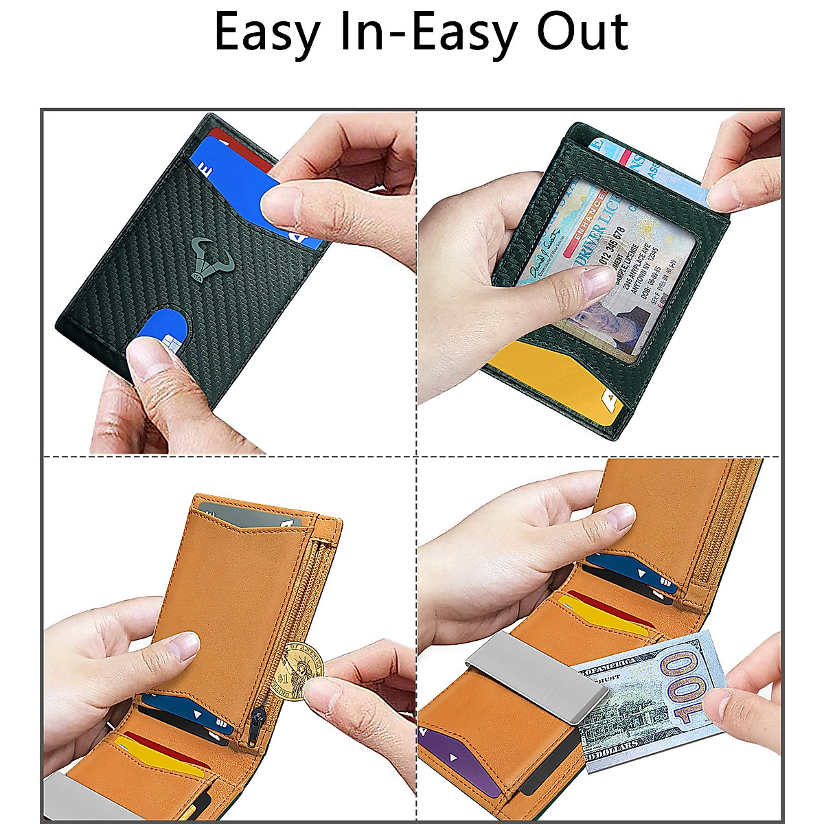 BULLIANT Slim Wallet Men, Leather Wallet Front Pocket Card Holders for Gift Men 3"X4.3"