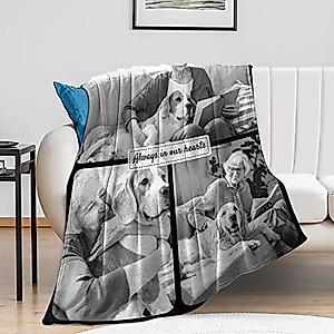 Custom Memorial Blankets with Photos Text, Personalized Memorial Gift Picture Collage Throw Blankets, Customized Memory Blankets for Loss of Loved One Grandfather Grandma, Remembrance Gifts 40"x50"