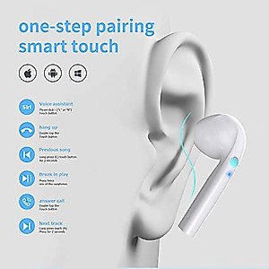 AMAFACE Cheap Wireless Bluetooth Earbuds, 32H Playtime Headphones with Type C Charging Case and mic, IPX5 Waterproof Stereo Earphones Headset for Sport White