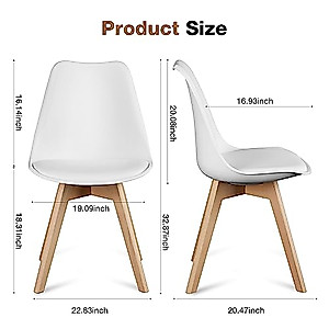 Sweetrcrispy Dining Chairs, Dining Chairs Set of 4, Dining Room Chairs, Kitchen Chairs, Mid Century Modern Chairs, PU Leather Upholstered Chairs with Wood Legs, Kitchen & Dining Room Chairs, White