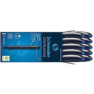Schneider One Business Rollerball Pen, 0.6 mm Ultra-Smooth Tip, Blue Barrel, Blue Ink, Box of 10 Pens (183003)