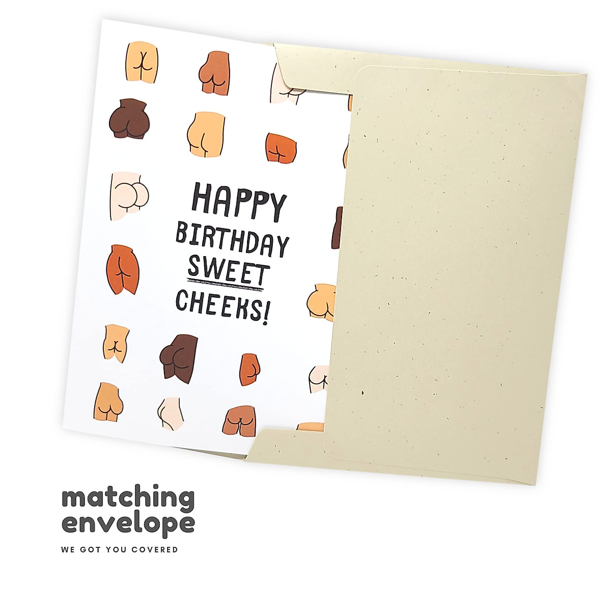 Sleazy Greetings Funny Birthday Card For Women or Men - 5 x 7 Inch Adult For Friend Bday Card with Matching Envelope - Happy Birthday Sweet Cheeks!