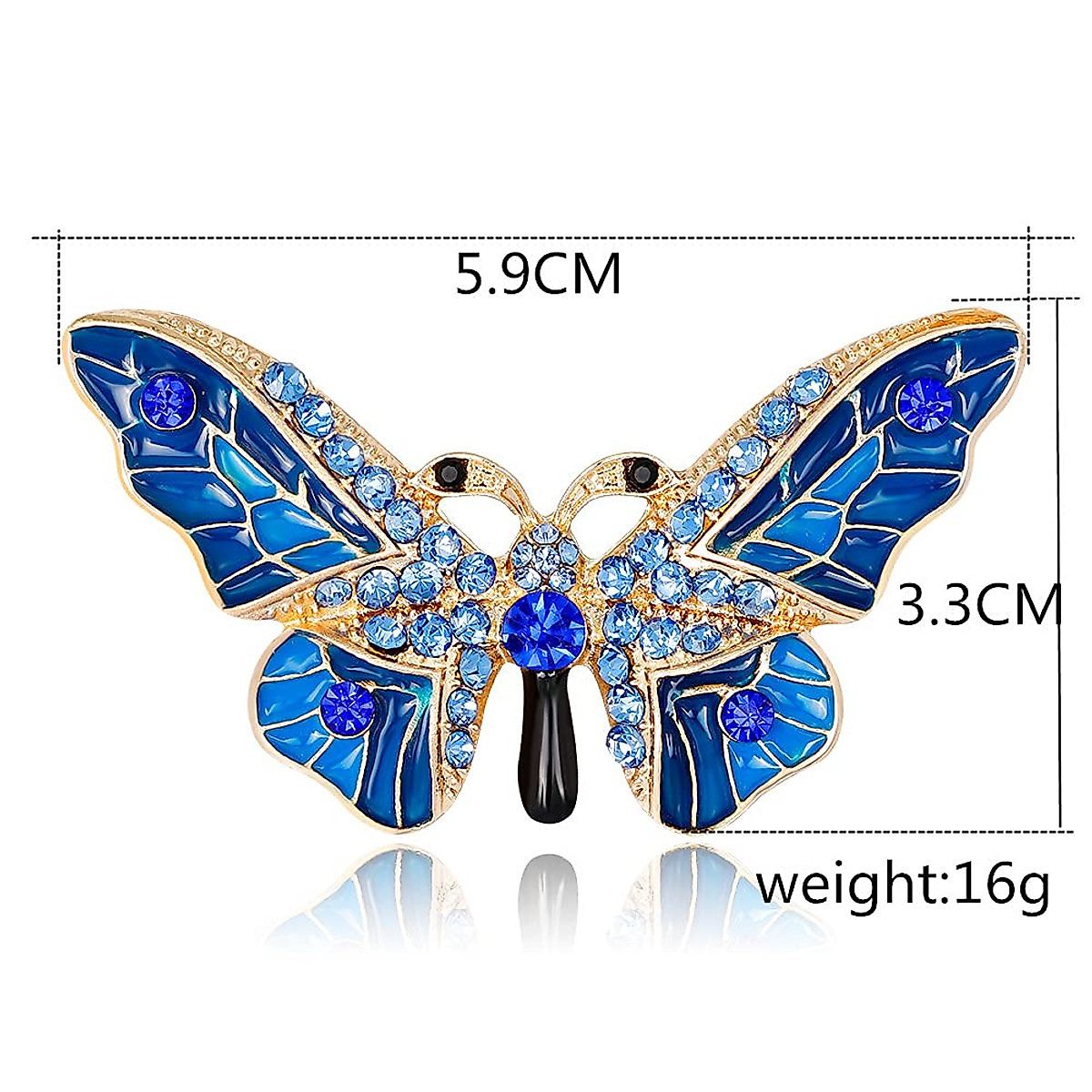 Butterfly Brooch pins Women Enamel Insect Pin Lapel Pin Safety Pin (Blue)