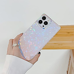 YeLoveHaw Designed for iPhone 14 Pro Max Case for Women Girls, Glitter Pearly-Lustre Shell Colorful Shiny Laser Chippy Pattern, Right-Angled Slim Protective Phone Cover for iPhone 14ProMax(Fragment)