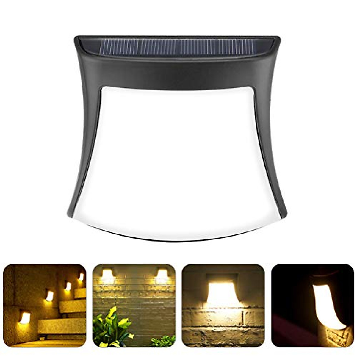 BESPORTBLE 2PCS Solar Powered Stair Light Water Resistant LED Warm Light Step Fence Lamp Landscape Decorative Lamps for Home Garden Patio Yard