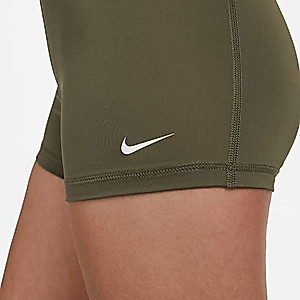 Nike Womens Pro 3" Shorts (Olive Green/White, Small)