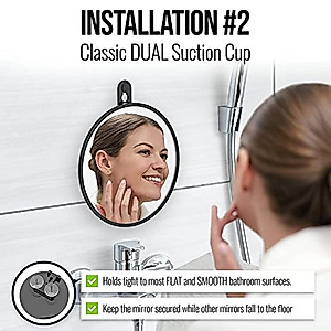 MIRRORVANA Small Shower Mirror for Shaving with Bonus Anti-Fog Spray - Comes with Suction Cups, Hook for Hanging and Length Adjustable Rope - Portable and Shatterproof Surface - 6" Wide