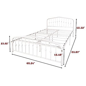 Albearing Metal Platform Bed Frame, Morden Design, Heavy Duty Steel Slat and 9-Leg Support (White, Queen)