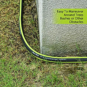 Grace Green Garden Hose,Hybrid 5/8 in.×100FT Water Hose With Zinc Alloy Nozzle, Both End SwivelGrip, Heavy Duty, Light Weight, Flexible