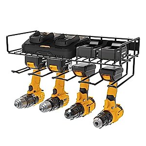 UNITEDPOWER Wall Mounted Power Tool Organizer Holder, Heavy Duty Utility Storage Rack for Battery Powered Hand Tools, Cordless Drill Rack and Tool Shelf w/Compact Design, Perfect for Father's Day