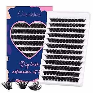 Lash Clusters 144 Pcs, Crislashes Cluster Lashes D Curl 12-18mm Mixed Fluffy Eyelash Clusters Wispy Manga Lashes Look Reusable at Home Lash Extension (Fluffy,D curl 12-18mm)