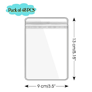 LingLingo Jewelry Pouch Clear Self Seal Plastic Zipper Bags for Necklace Bracelet Packing Storage Transparent PVC Lock Pouches, Pack of 48
