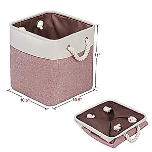 Syeeiex Set of 6 for Storage Cubes, Storage Bin Cubes for Clothes Storage , 10.5'' X 10.5'' X 11'' Cube Storage Bins with Rope Handles, Home, Nursery Home,