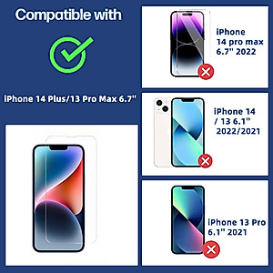AVOAR 3 Pack Screen Protector for iPhone 14 Plus/13 Pro Max, for iPhone 14 Plus Screen Protector, 6.7 Inch HD Clear Tempered Glass Full Screen, Anti-Scratch, Bubble Free, Case-friendly