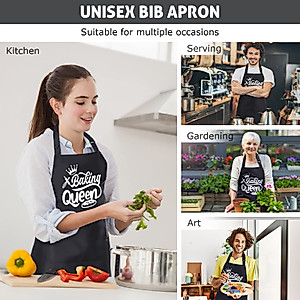 Rosaritha Aprons for Women with Pockets Funny Aprons Baking Queen, Kitchen Cooking Chef Apron Gifts for Mother's Day, Birthday, Mom Wife Grandma Girlfriend Her