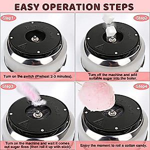 Outamateur Cotton Candy Machine,Homemade Cotton Candy Maker with Large Splash-Proof Plate,10 Bamboo Sticks and Sugar Scoop for Home Birthdays,Family Parties,Festivals,Weddings (White)