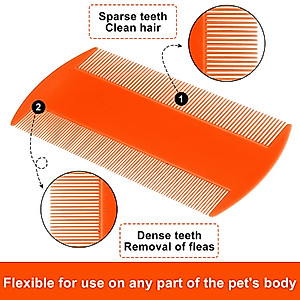 Molain, 12 Pieces Flea Lice Combs Cat Dog Grooming Comb, Double Side, Plastic, for Pet Owners, Unisex, All Hair Types, White, Green, Light Blue, Dark Blue, Orange, Pink