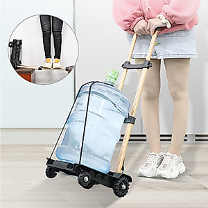 Natudeco Shopping Trolleys Heavy Duty Folding Hand Trolley with 4 Silent Wheels Adjustabled Pull Cart for Luggage Shopping 88lb Load Capacity