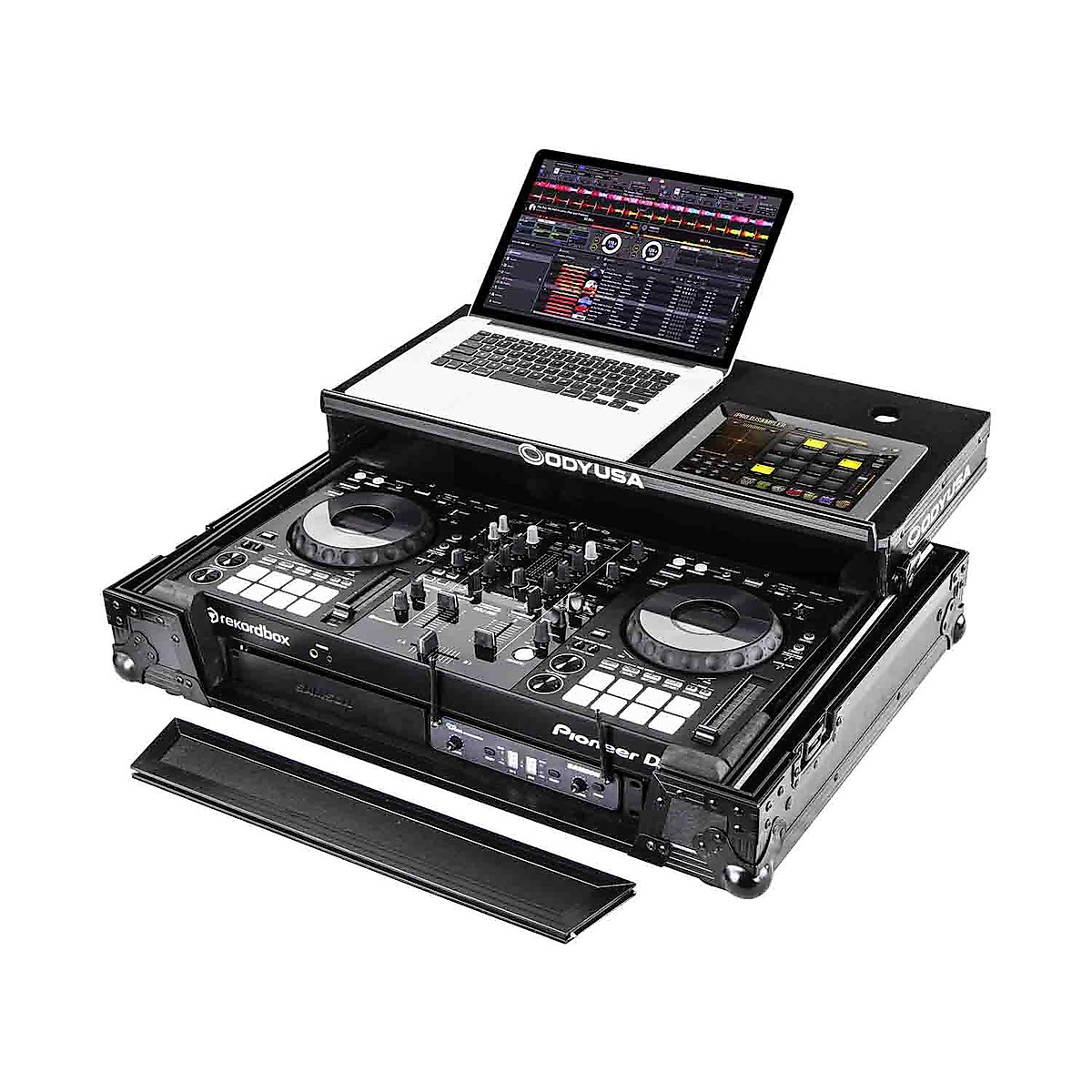 ODYSSEY FZGSPIDDJ8001BL Black Label Glide Style Controller Case Compatible with Pioneer Ddj-800, 1U Rack Space
