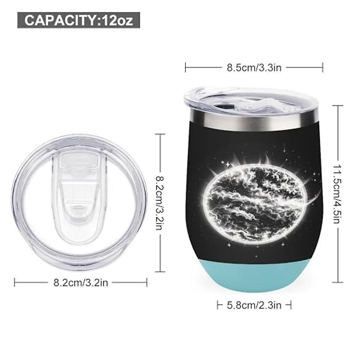 OPTKSNCU 304 Stainless Steel Insulated Cup with Lid, Black And White Sun And Moon Print Durable, And Easy to Clean – Ideal for Home, Office, And Gift Giving