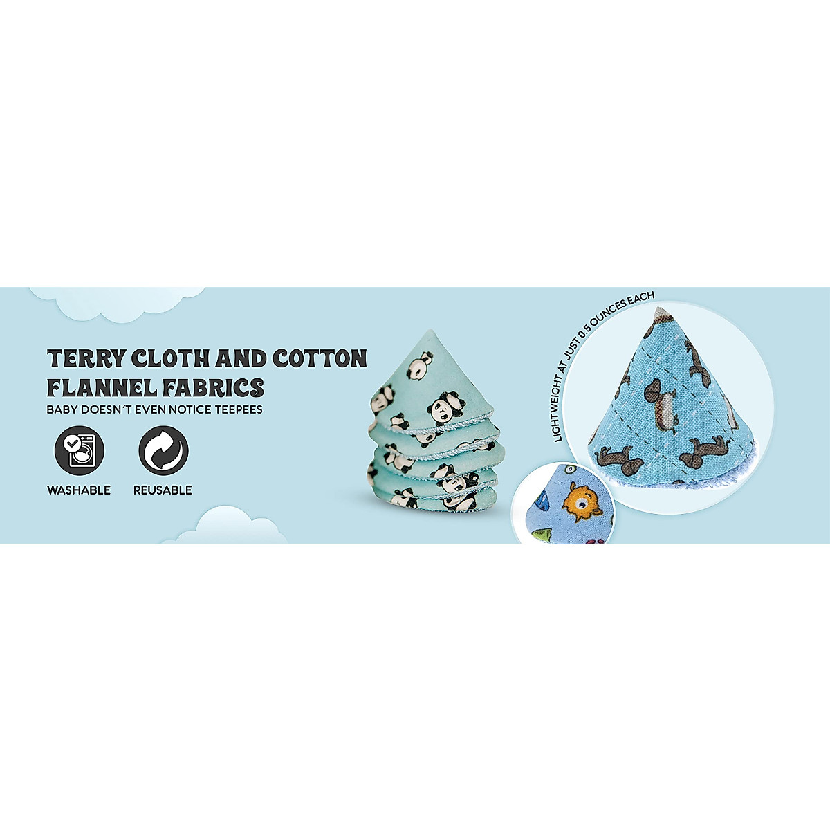 Pee-pee Teepee Terry Blue - Cello Bag,5 pack