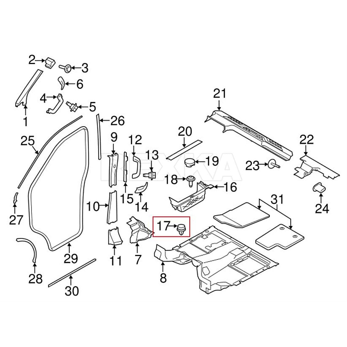 Rexka 20pcs Door Trim Panel Clip Fastener Retainer for Land Rover LR013135, Body Side Molding Clip for Ford W714231-S300