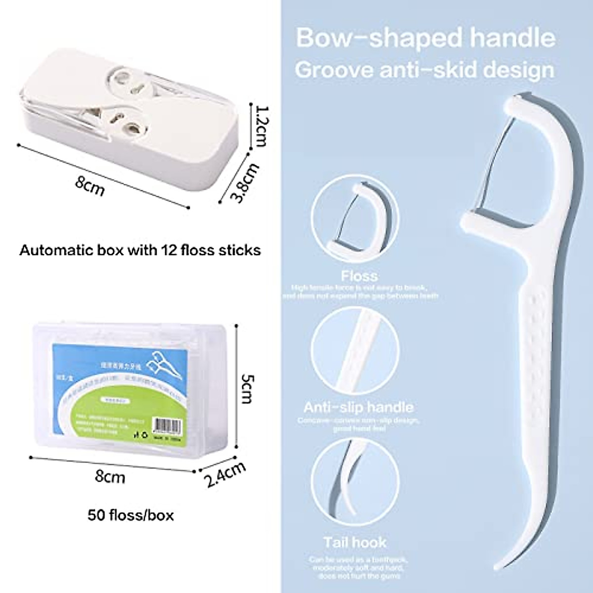 Portable Floss Dispenser, Dental Floss Portable Case Dental Floss Dispenser Dental Floss Picks Cases Automatic Floss Organizer Travel Floss for Women Men Teeth Cleaning (Black)